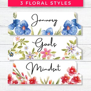Floral Printable Planner Tabs, Folder & Journal Tabs | File Binder ...