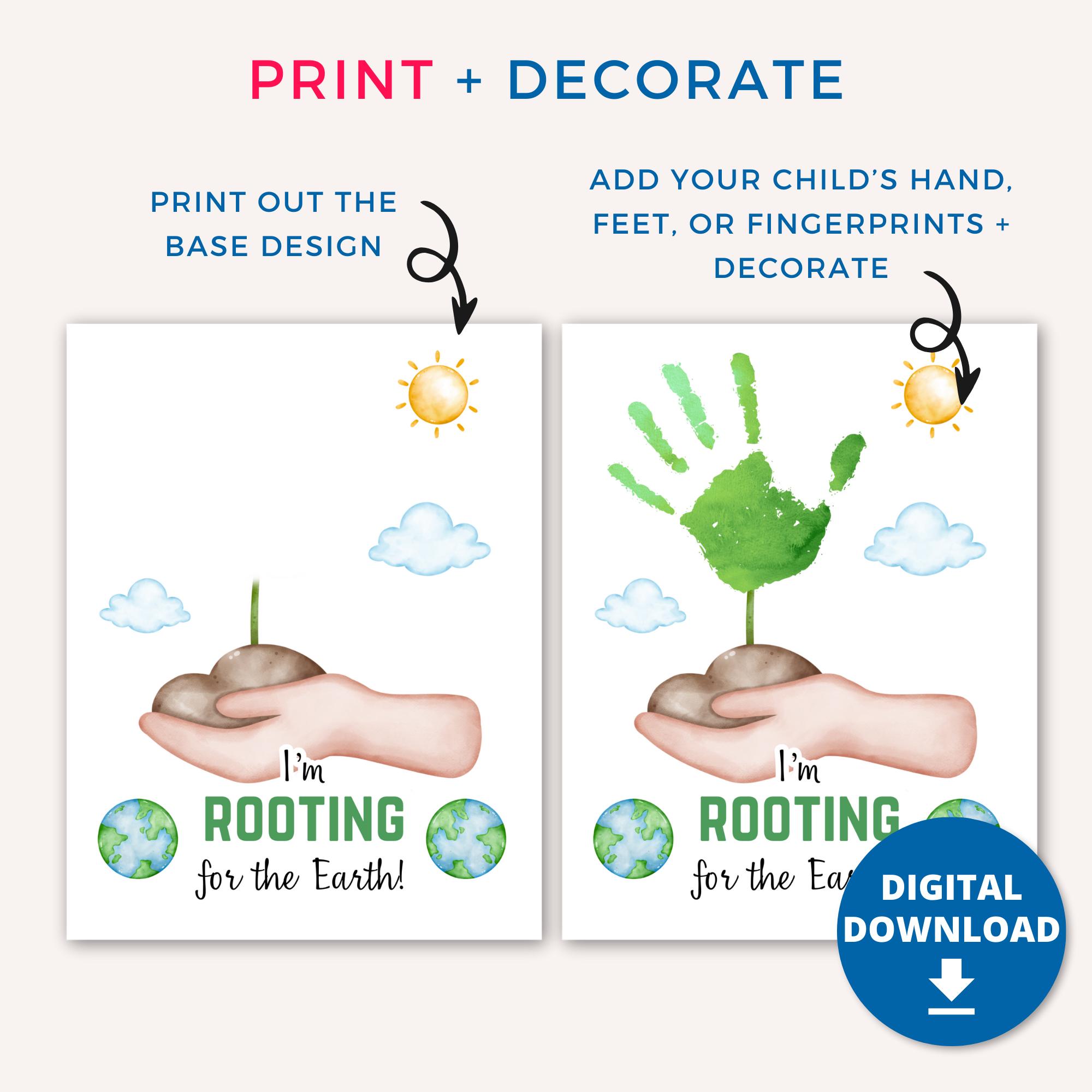 Earth Day Handprint Art Craft, Printable Earth Day Craft Activity for ...