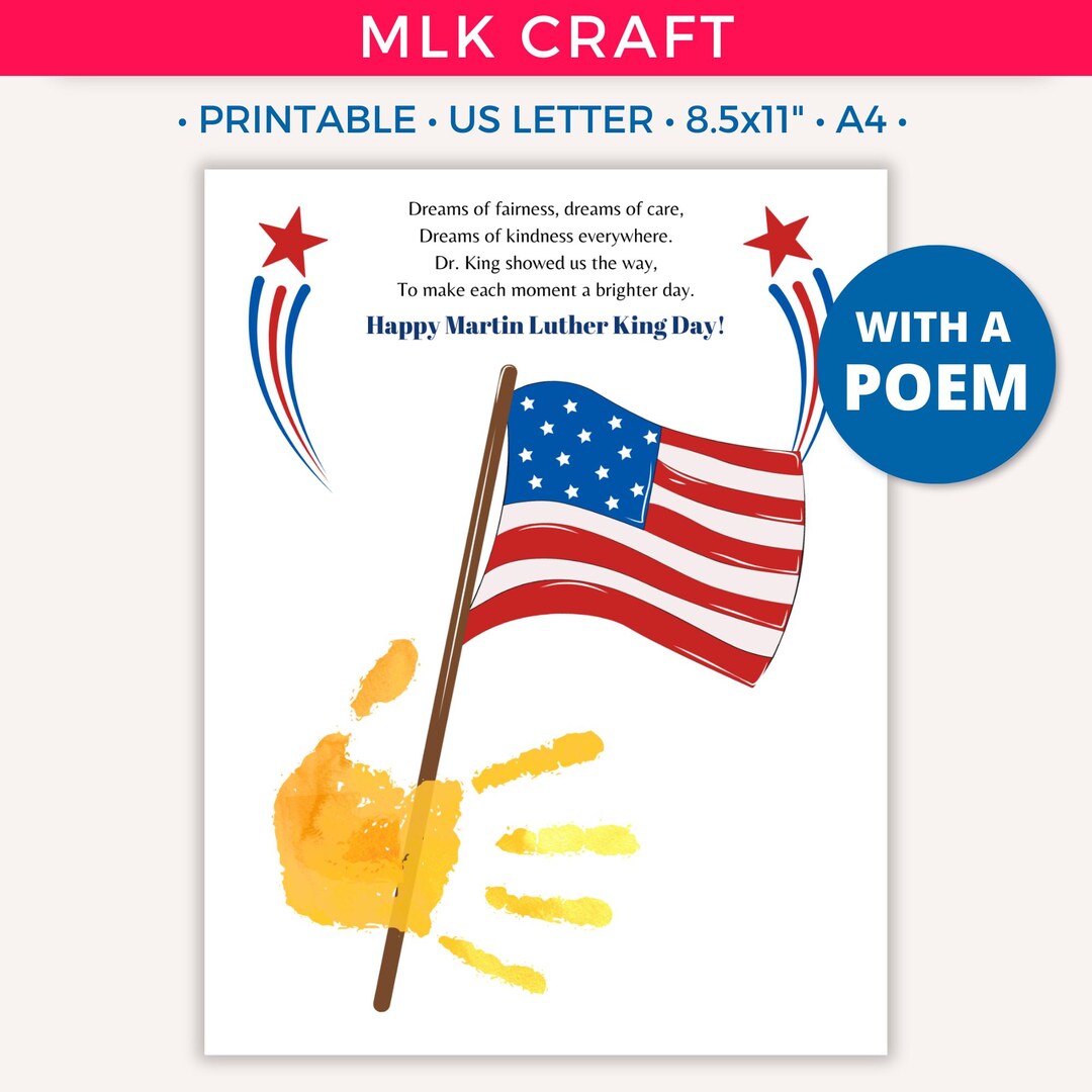 MLK Handprint Craft Printable, Martin Luther King Day Handprint Art for ...
