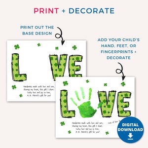 St Patricks Day Handprint Craft, Printable St Patrick Handprint Art for ...