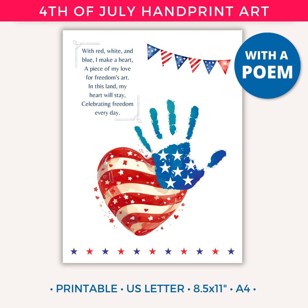 4th of July Handprint Printable Craft, 4th of July Handprint Art ...