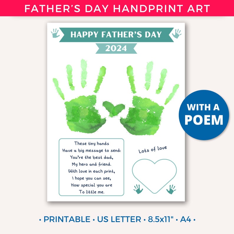 Fathers Day Handprint Printable Craft, Fathers Day Handprint Art, My ...