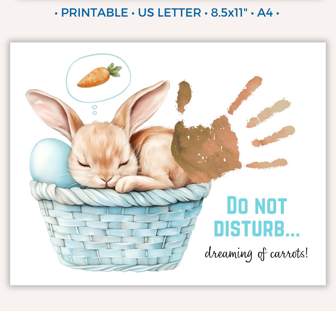 Spring Handprint Craft, Printable Easter Bunny Handprint Art for Kids ...