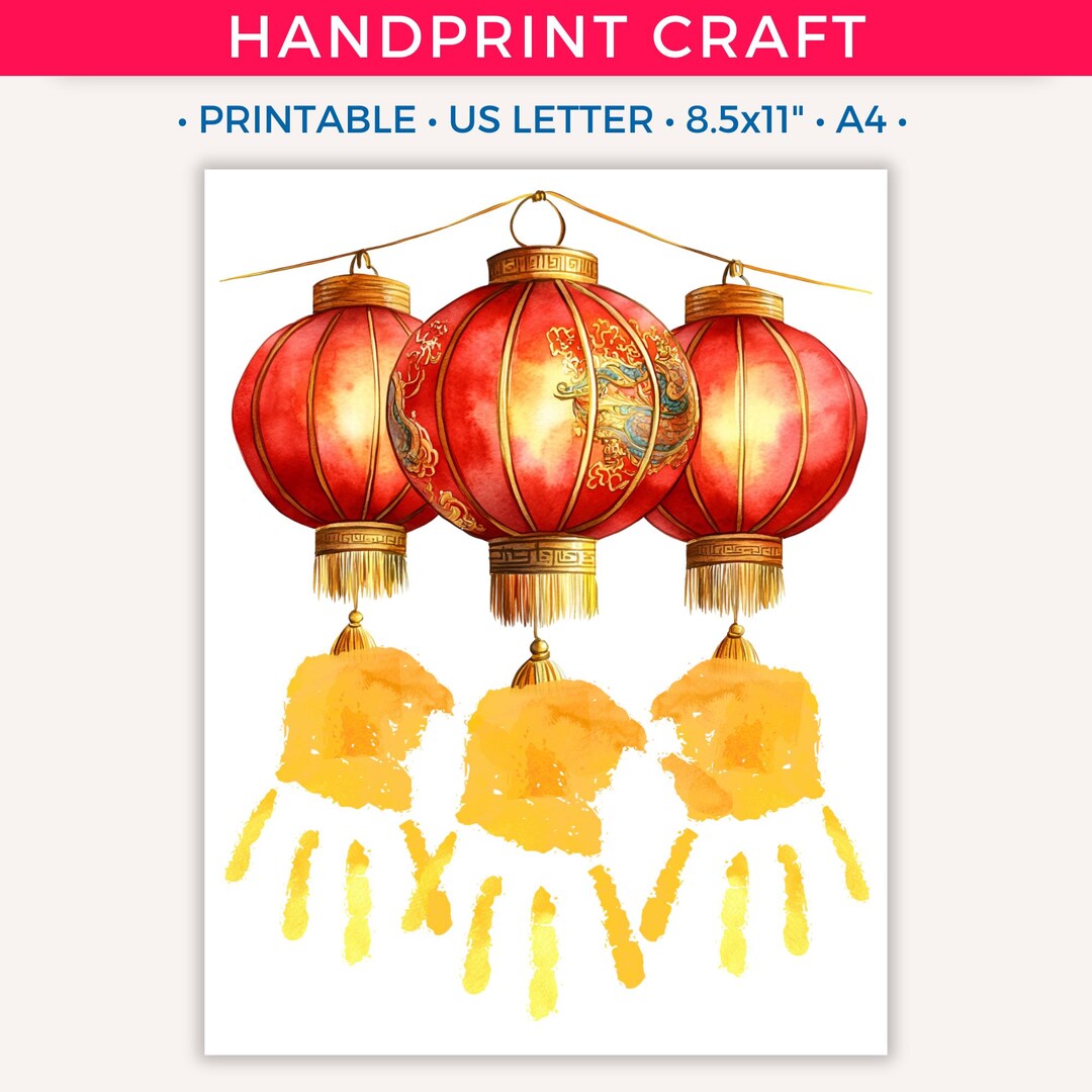 Chinese New Year Handprint Printable Craft, Lunar New Year Handprint ...