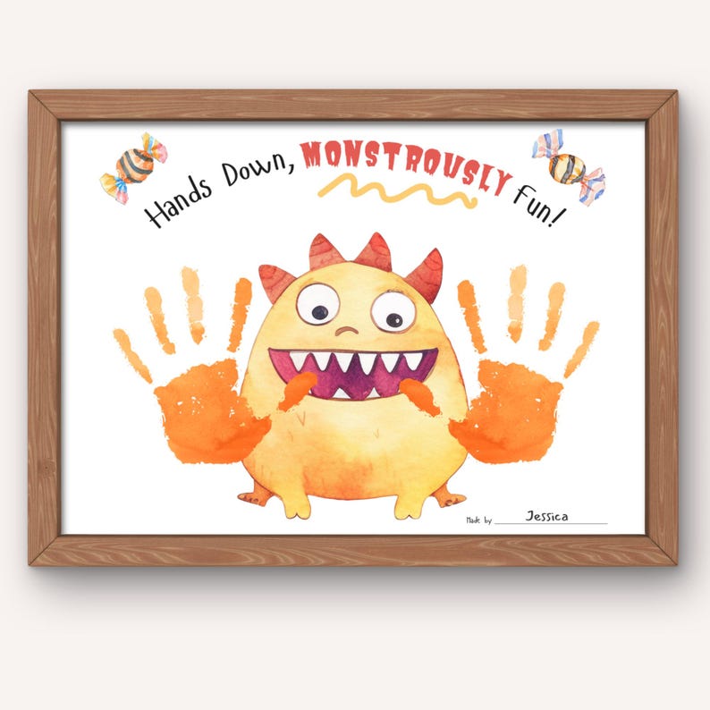 Halloween Handprint Art, Halloween Monster Handprint Craft Printable ...