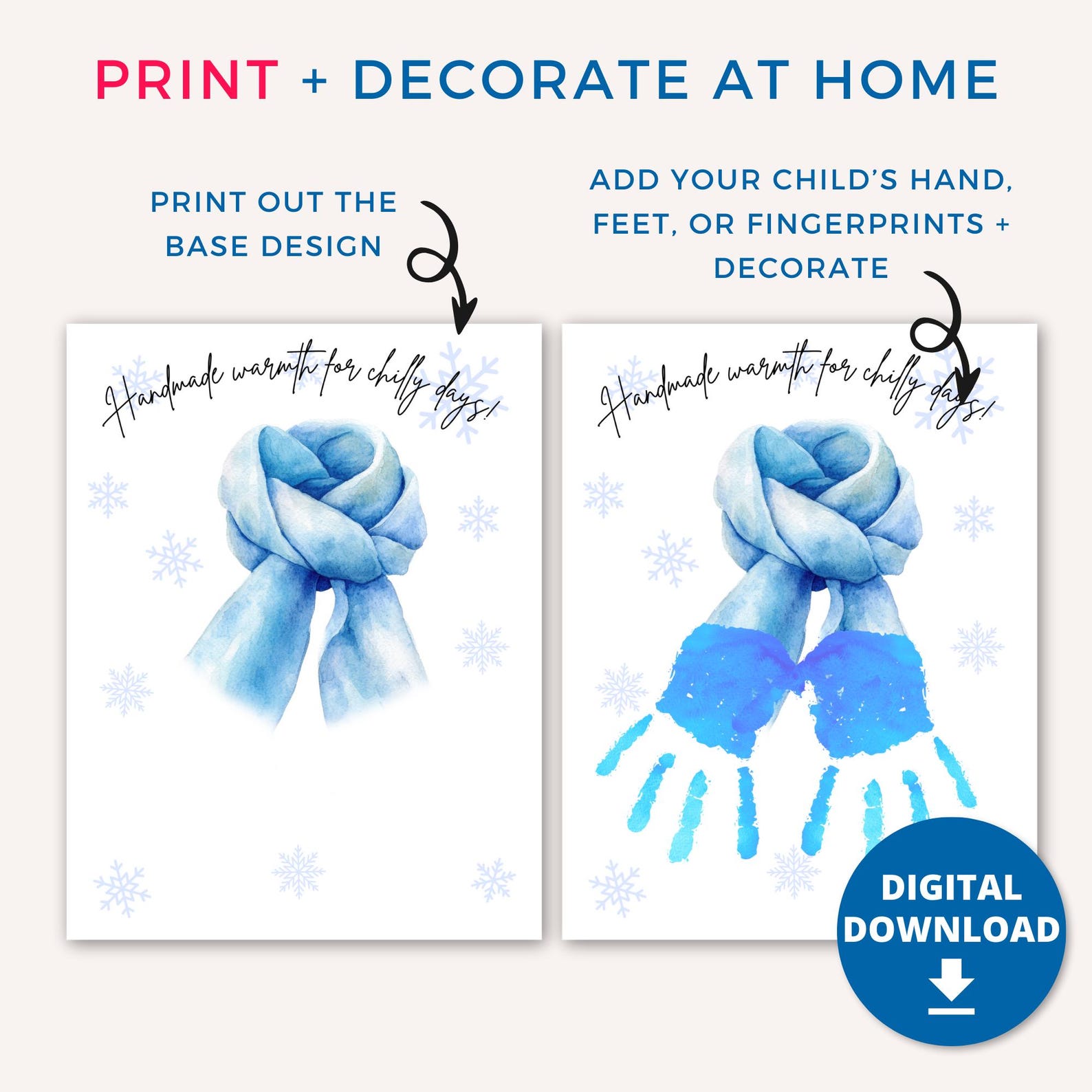 Winter Handprint Art, Winter Handprint Craft Printable for Kids ...