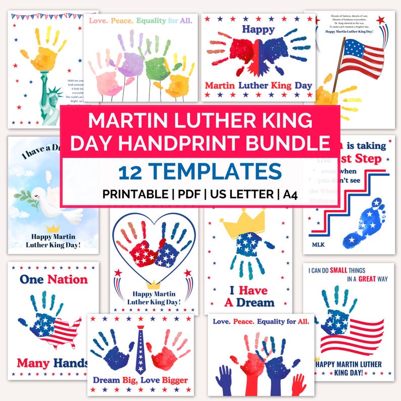 MLK Handprint Craft Printable, Martin Luther King Day Handprint Art for ...