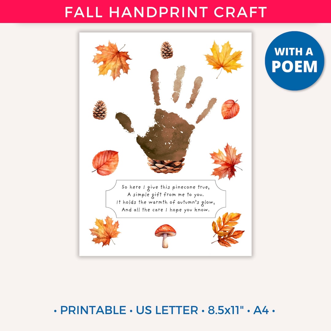 Fall Handprint Art, Fall Handprint Craft Printable for Toddler Kids ...