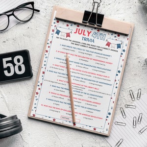 Fourth of July Trivia Game, 4th of July Printable Party Game, USA ...