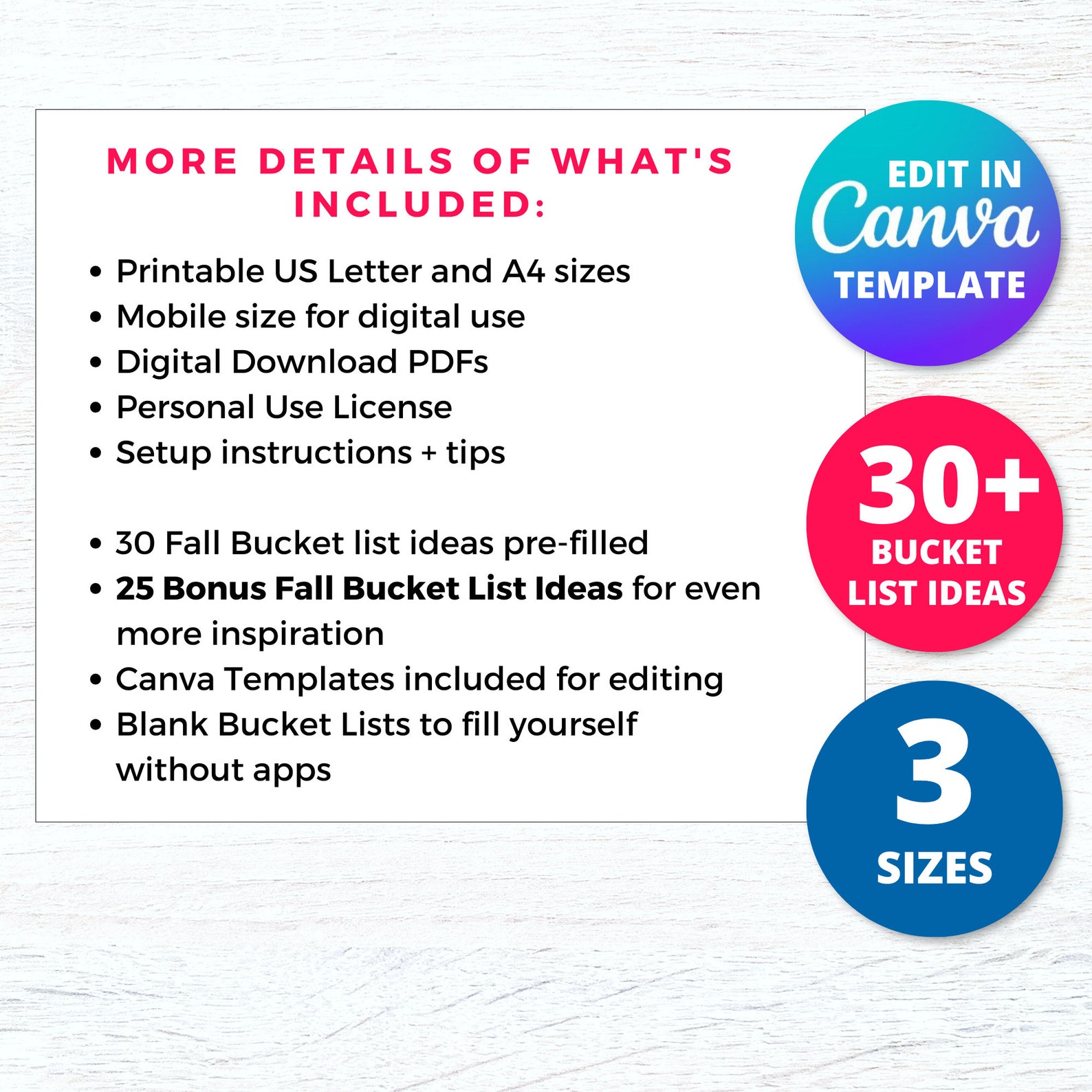 Fall Bucket List Printable Bucket List Editable Custom - Etsy