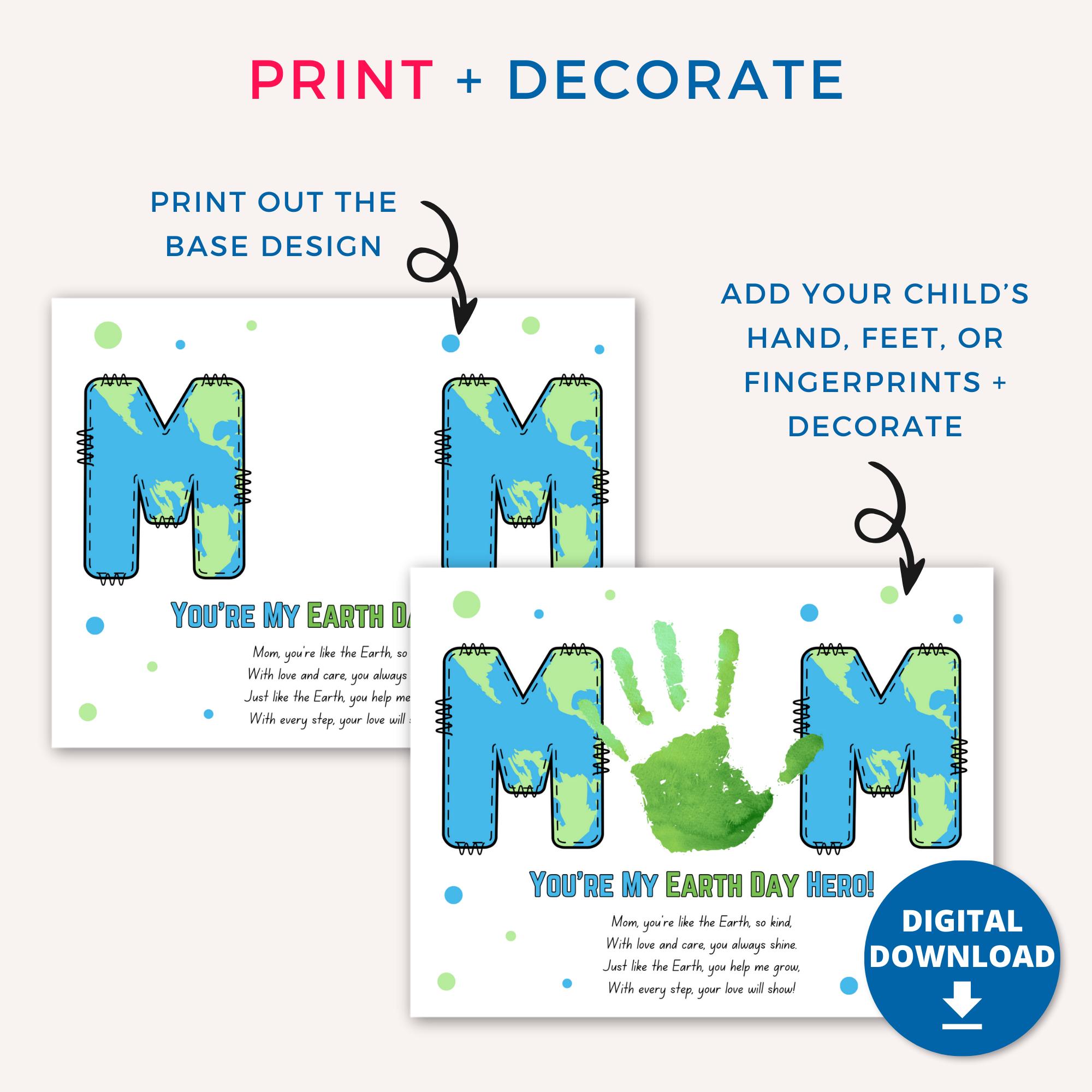 Earth Day Handprint Art Craft for Kids Toddlers, Printable Earth Day ...