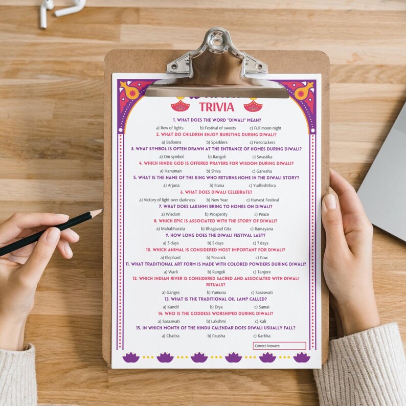 Diwali Trivia Game Printable, Diwali Party Quiz Games for Kids Adults ...