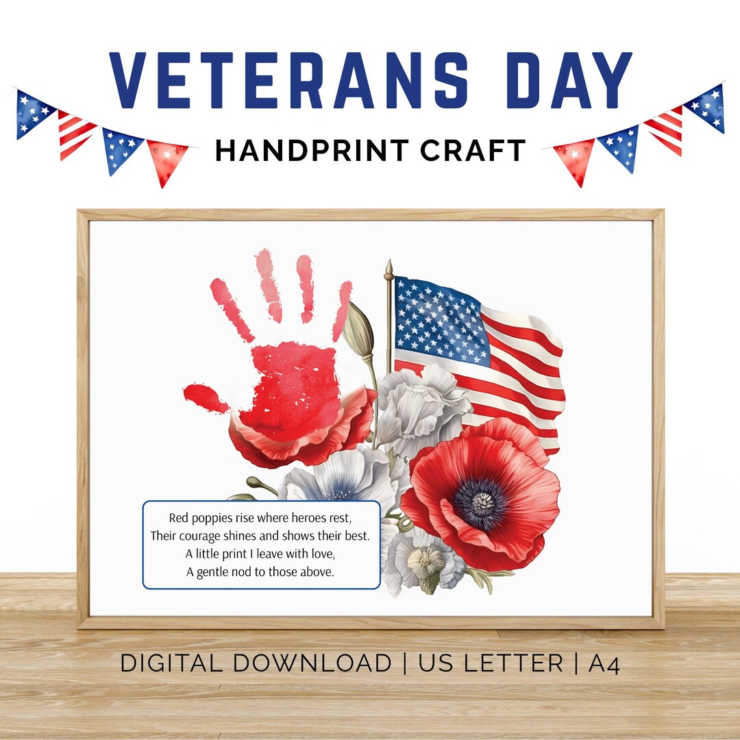 Veterans Day Handprint Art Bundle, Veterans Day Handprint Craft ...