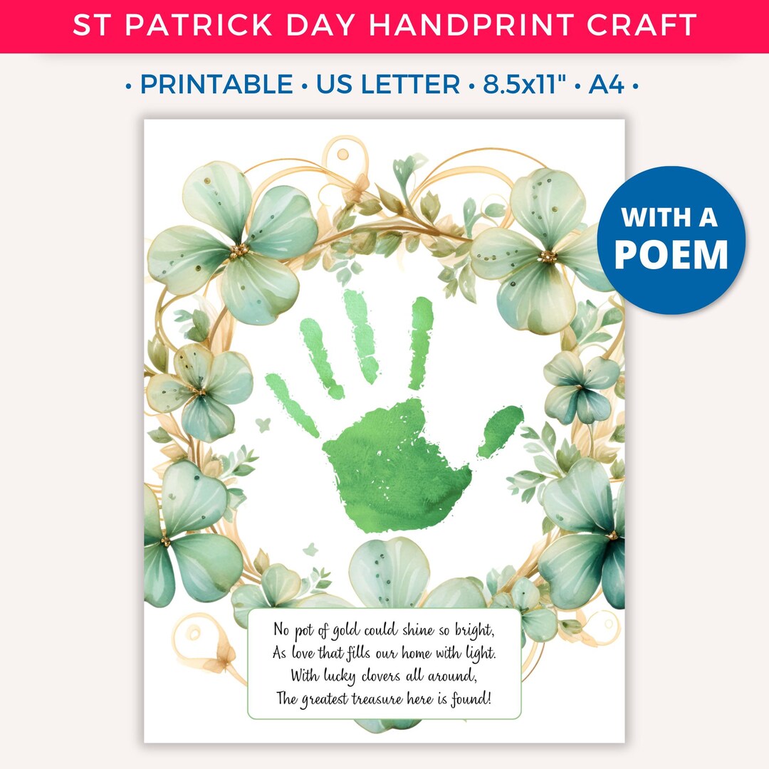 St Patricks Day Handprint Craft, Printable Handprint Art for Kids ...