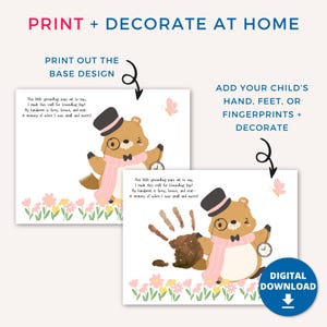 Groundhog Day Handprint Printable Art, Winter Handprint Craft Activity ...