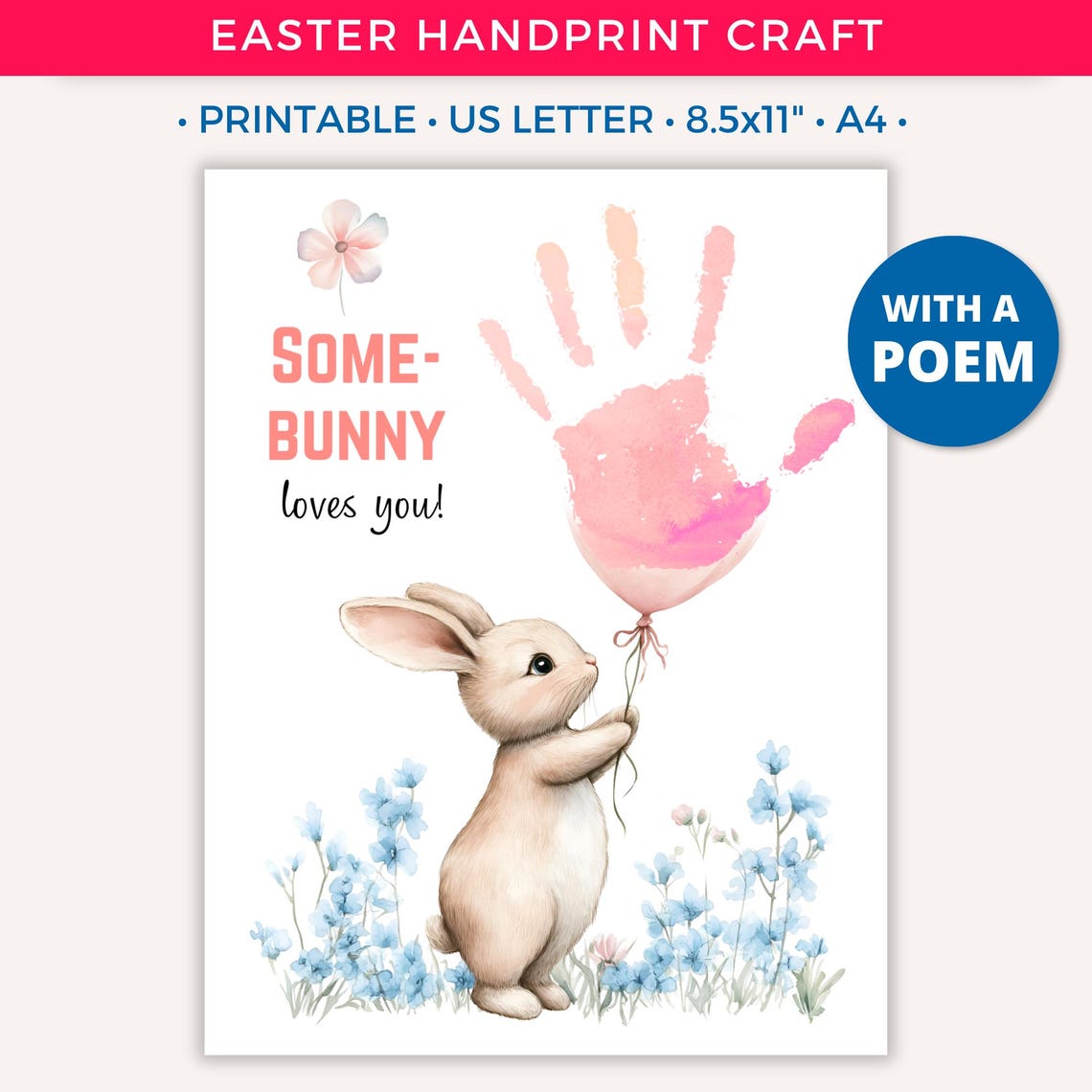 Easter Handprint Art Craft, Easter Some-bunny Love, Spring Handprint ...