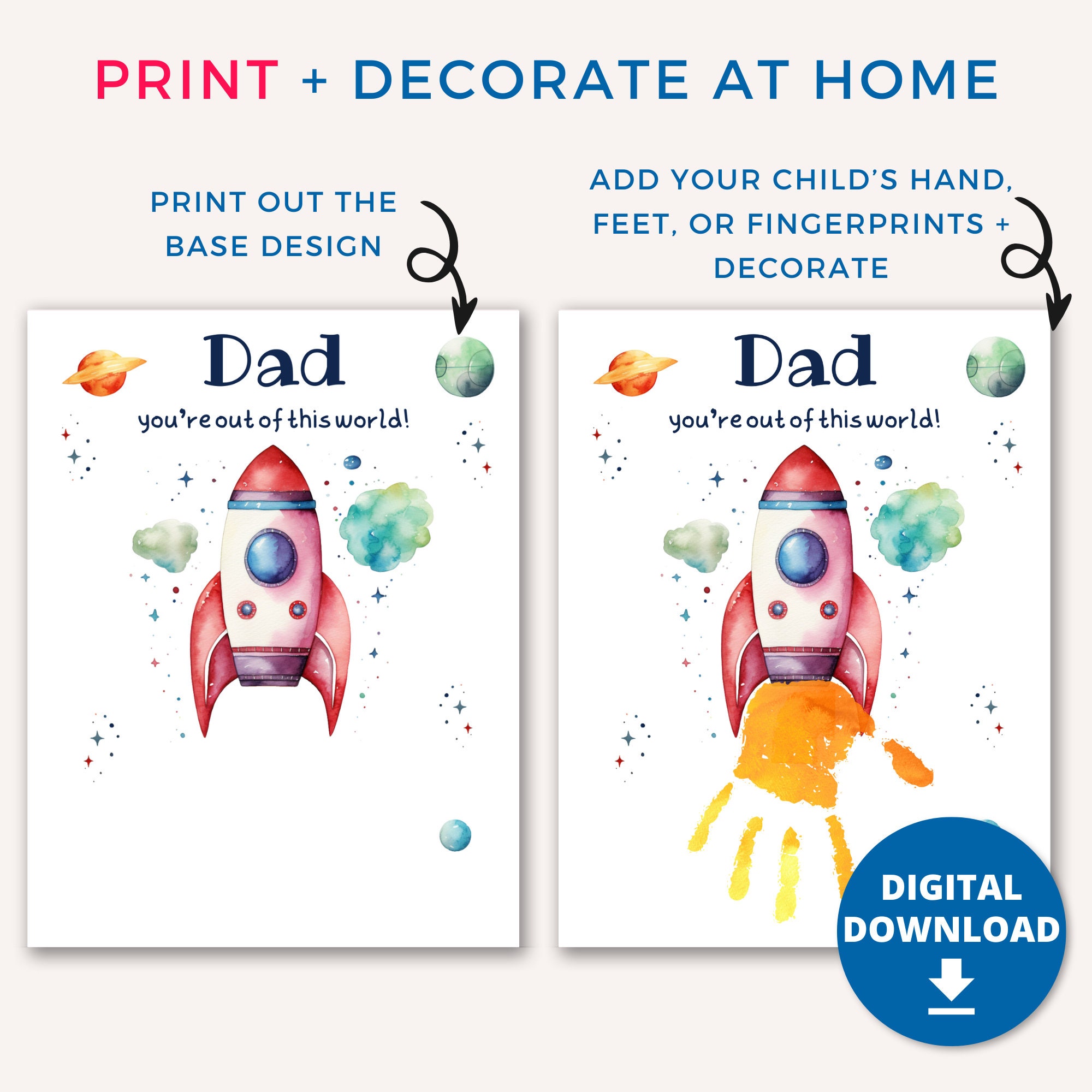 Fathers Day Printable Handprint Craft, Fathers Day Handprint Art DIY ...