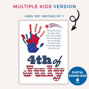 4th of July Handprint Printable Craft, 4th of July Handprint Art ...