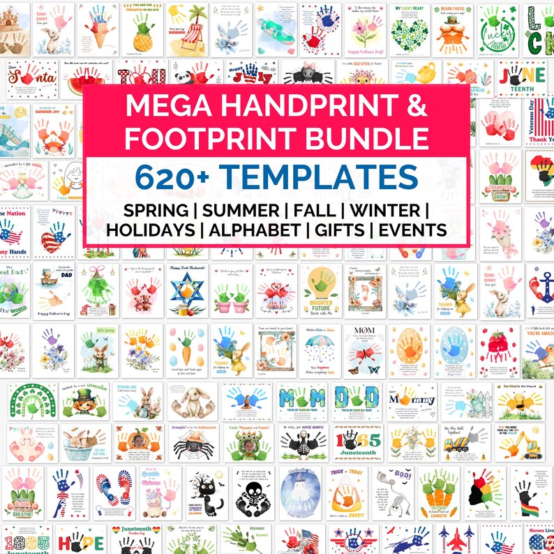 Mega Handprint Craft Bundle, Handprint Craft for Kids Toddler ...