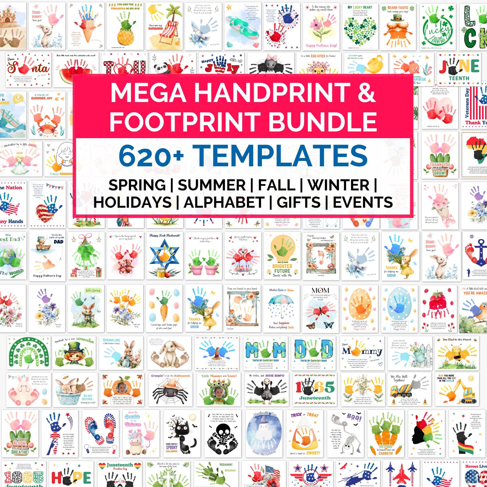 Mega Handprint Craft Bundle, Handprint Craft for Kids Toddler ...