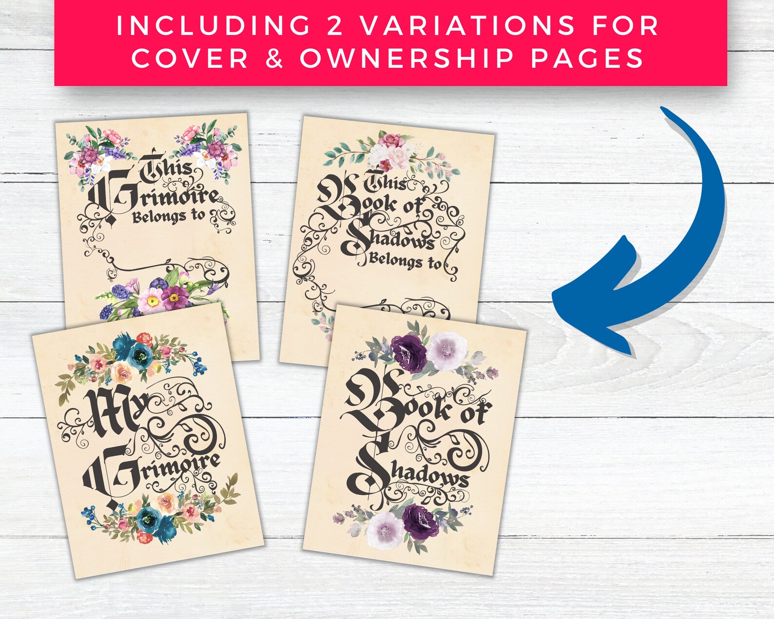 Witch Planner Dividers for Book of Shadows Grimoire Pages, Digital ...