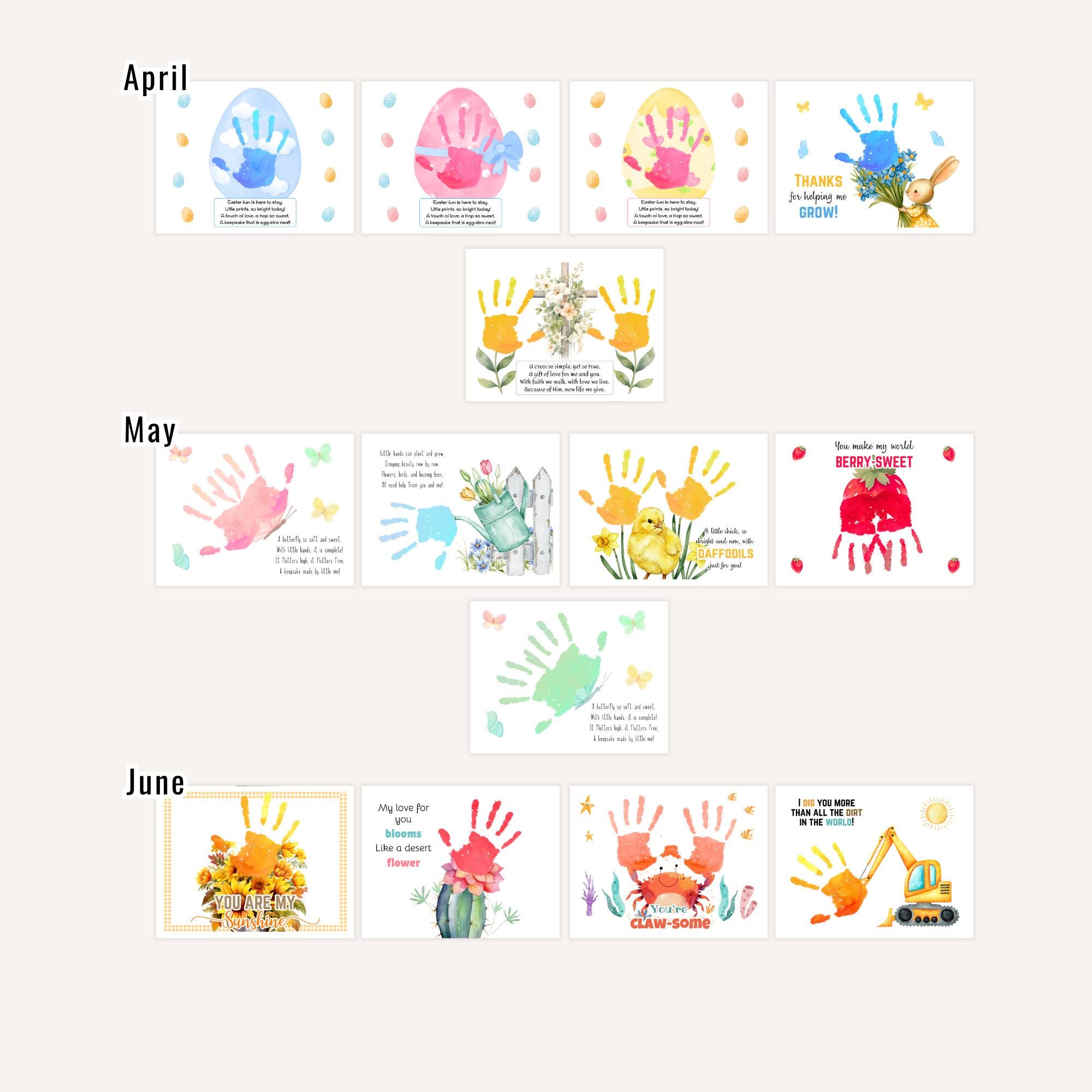 Handprint Calendar 2026 Template, Printable DIY Craft Keepsake ...