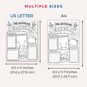 All About My Grandma Coloring Page, Grandma Printable Grandparents Day ...