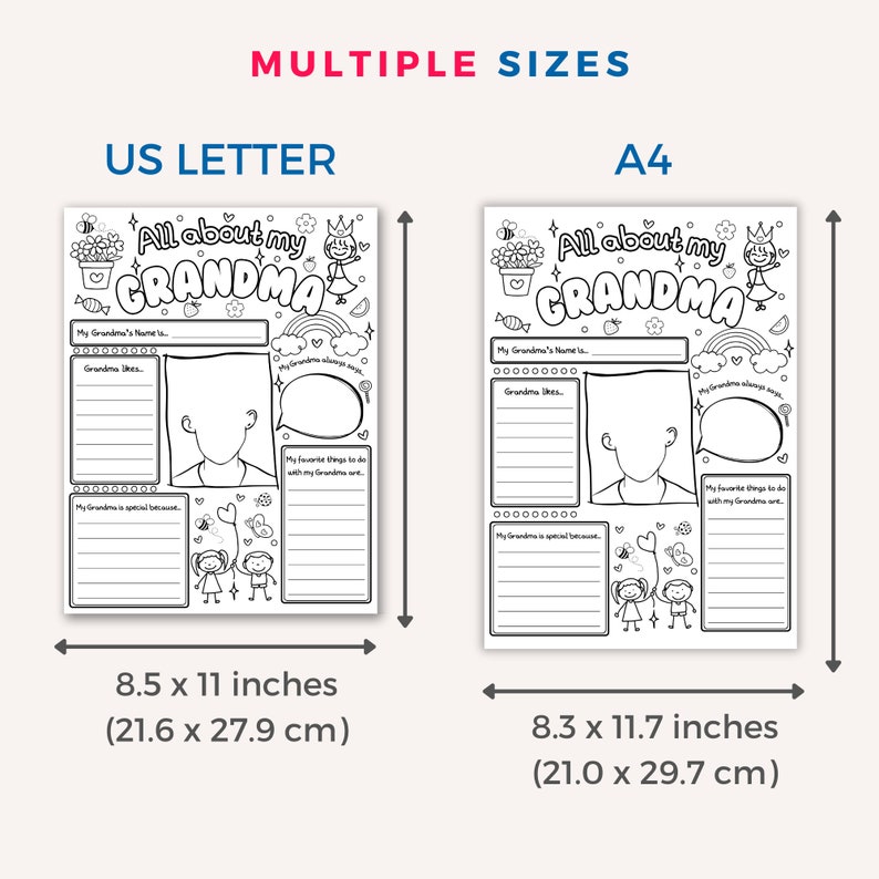 All About My Grandma Coloring Page, Grandma Printable Grandparents Day ...