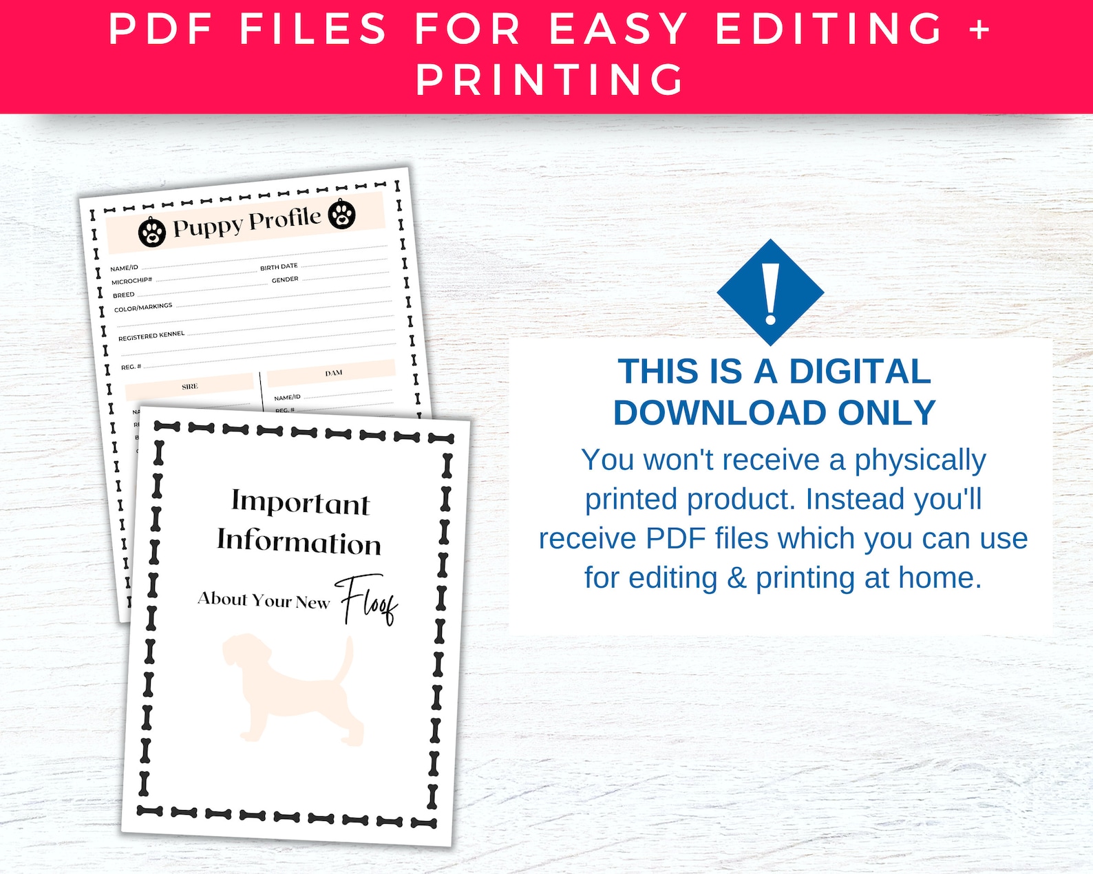 Breeder Puppy Pack Printable + Fillable PDF, Dog Breeder Records, Dog ...