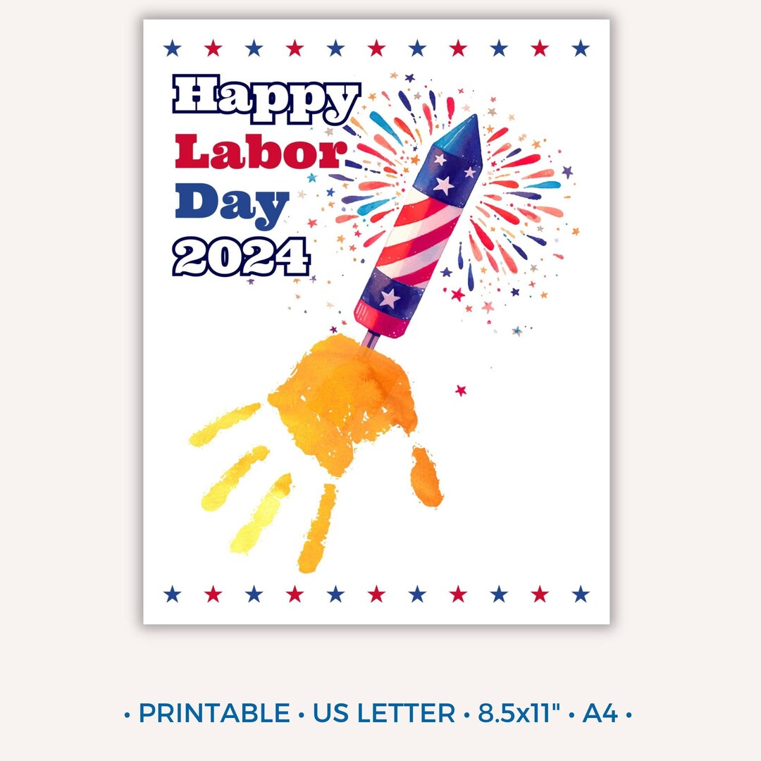 Labor Day Handprint Printable Craft, Labor Day Handprint Art, Patriotic ...