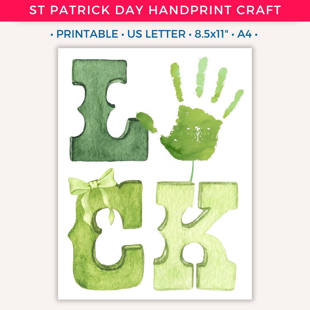 St Patricks Day Handprint Craft, Printable St Patrick Handprint Art for ...