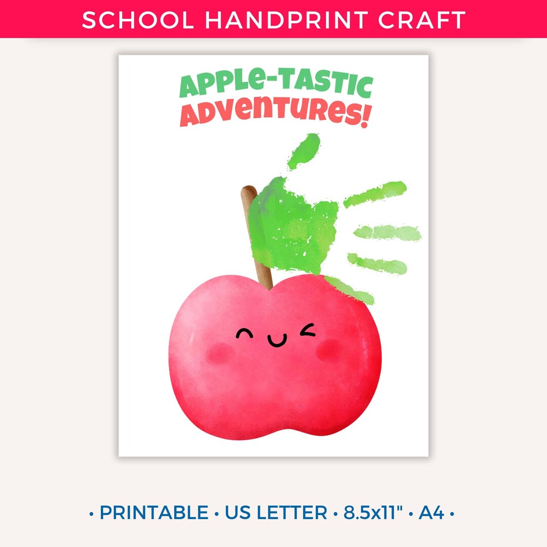 First Day of School Handprint Printable Craft, Back to School Handprint ...