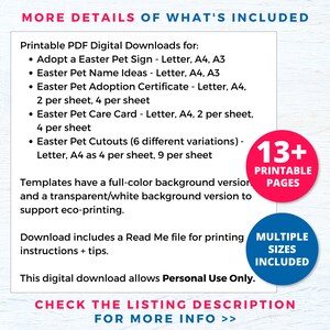 Easter Adopt a Pet Party Favors Printables, Easter Pet Adoption Party ...