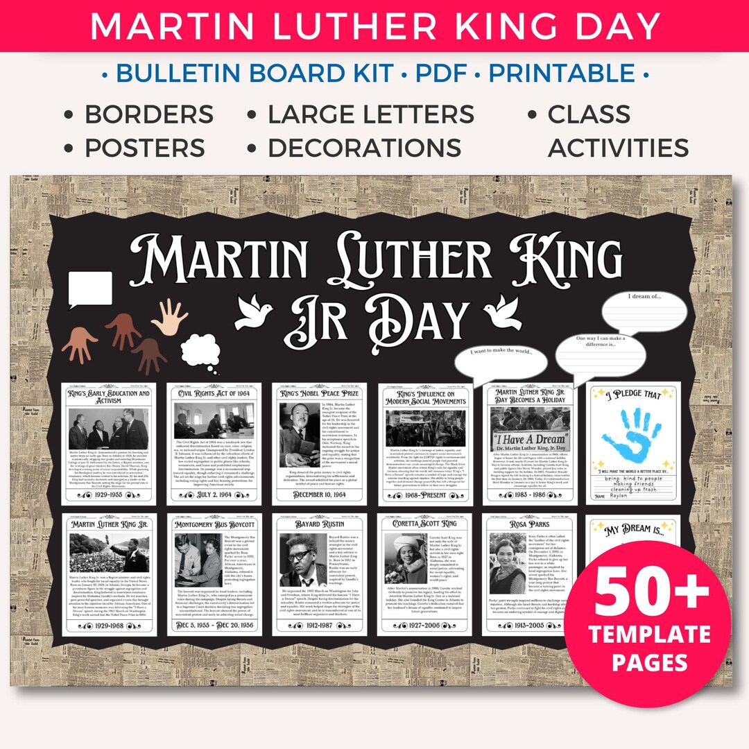 MLK Day, Martin Luther King Jr Day Bulletin Board Kit, Black History ...