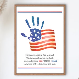 Flag Handprint Craft Printable, Labor Day Handprint Art, Fourth of July ...