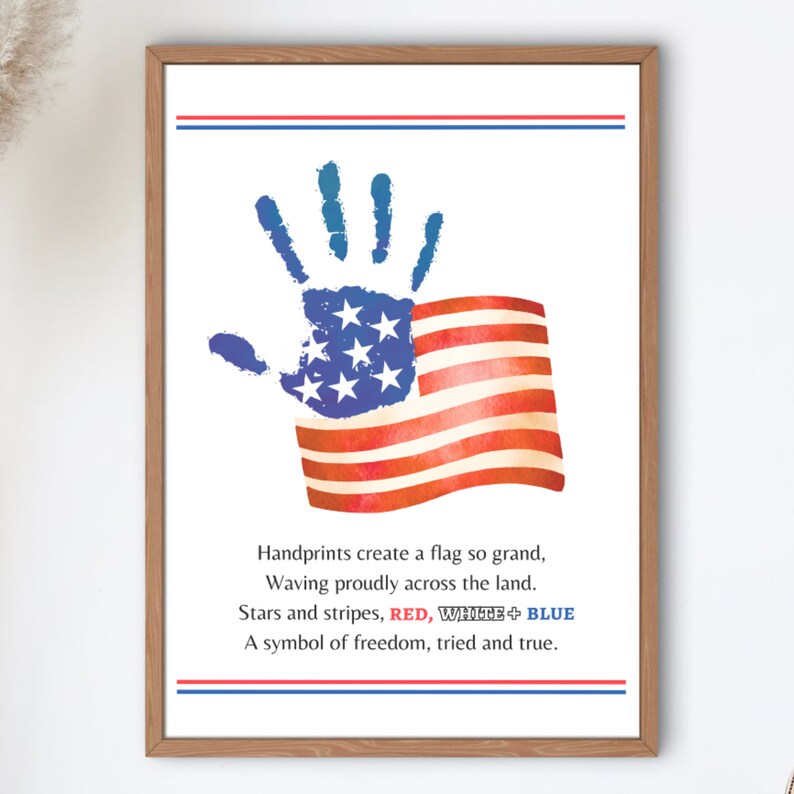 Flag Handprint Craft Printable, Labor Day Handprint Art, Fourth of July ...
