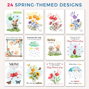 Spring Handprint Art Bundle, Flower Handprint Bouquet Printables ...
