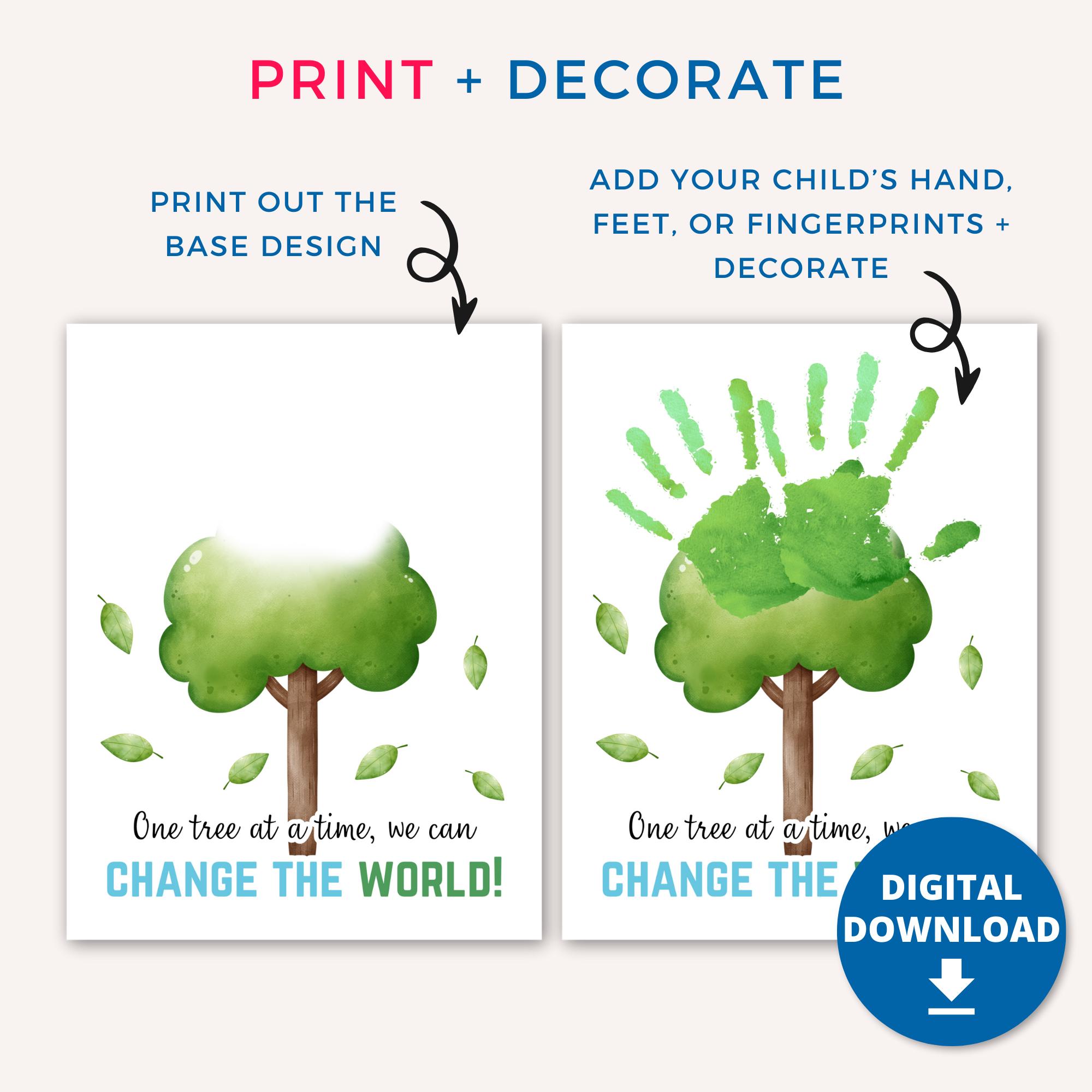 Earth Day Handprint Art Craft for Kids Toddlers, Printable Earth Day ...