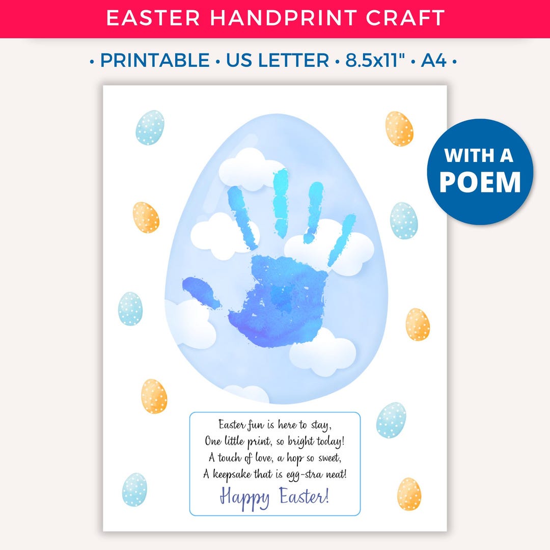 Easter Handprint Craft, Printable Easter Egg Handprint Art for Kids ...
