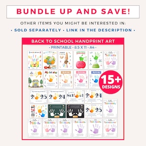 First Day of Preschool Handprint Printable Craft, Back to School ...