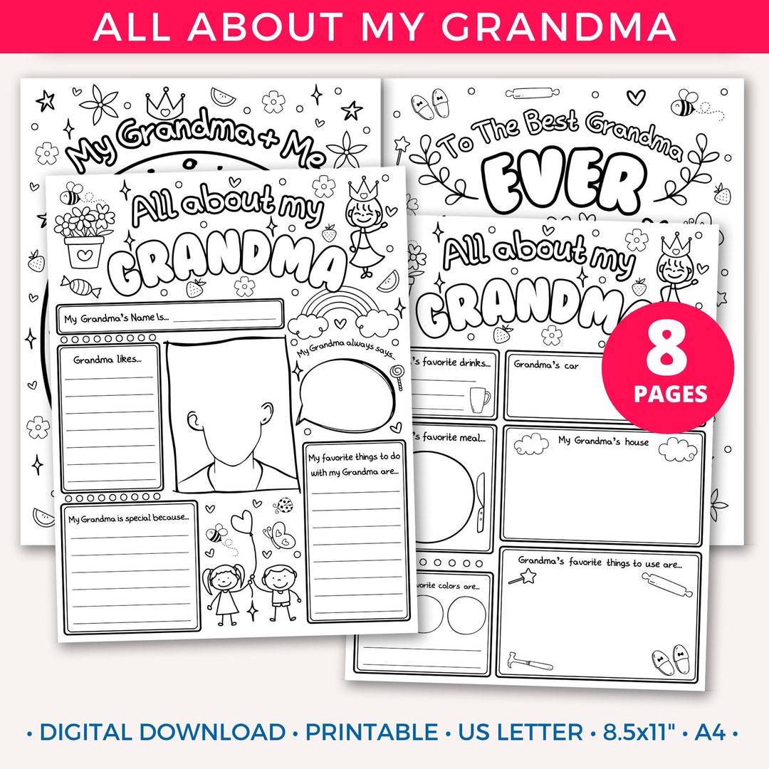 All About My Grandma Coloring Page, Grandma Printable Grandparents Day ...