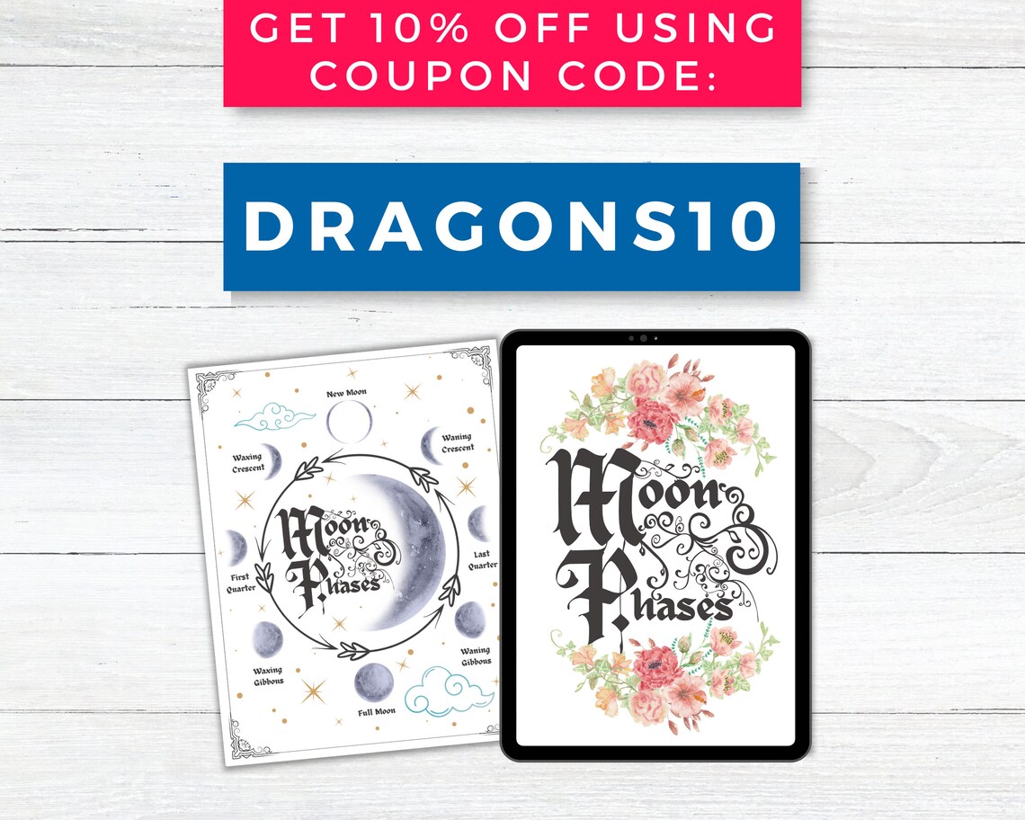 Moon Phases Printable Witch Magic Grimoire Pages Witchcraft - Etsy