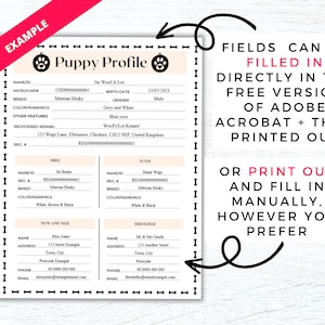 Breeder Puppy Pack Printable + Fillable PDF, Dog Breeder Records, Dog ...