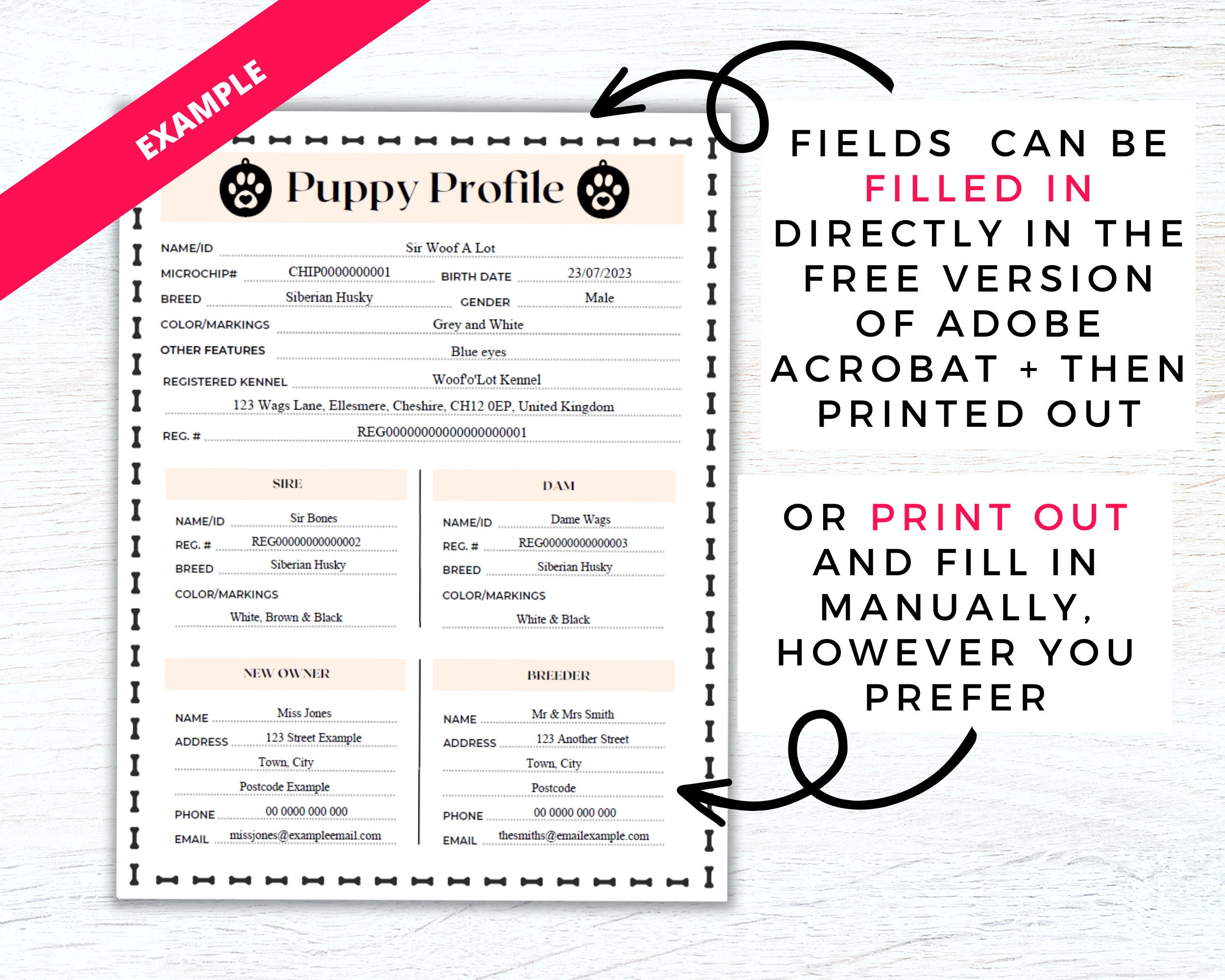 Breeder Puppy Pack Printable + Fillable PDF, Dog Breeder Records, Dog ...
