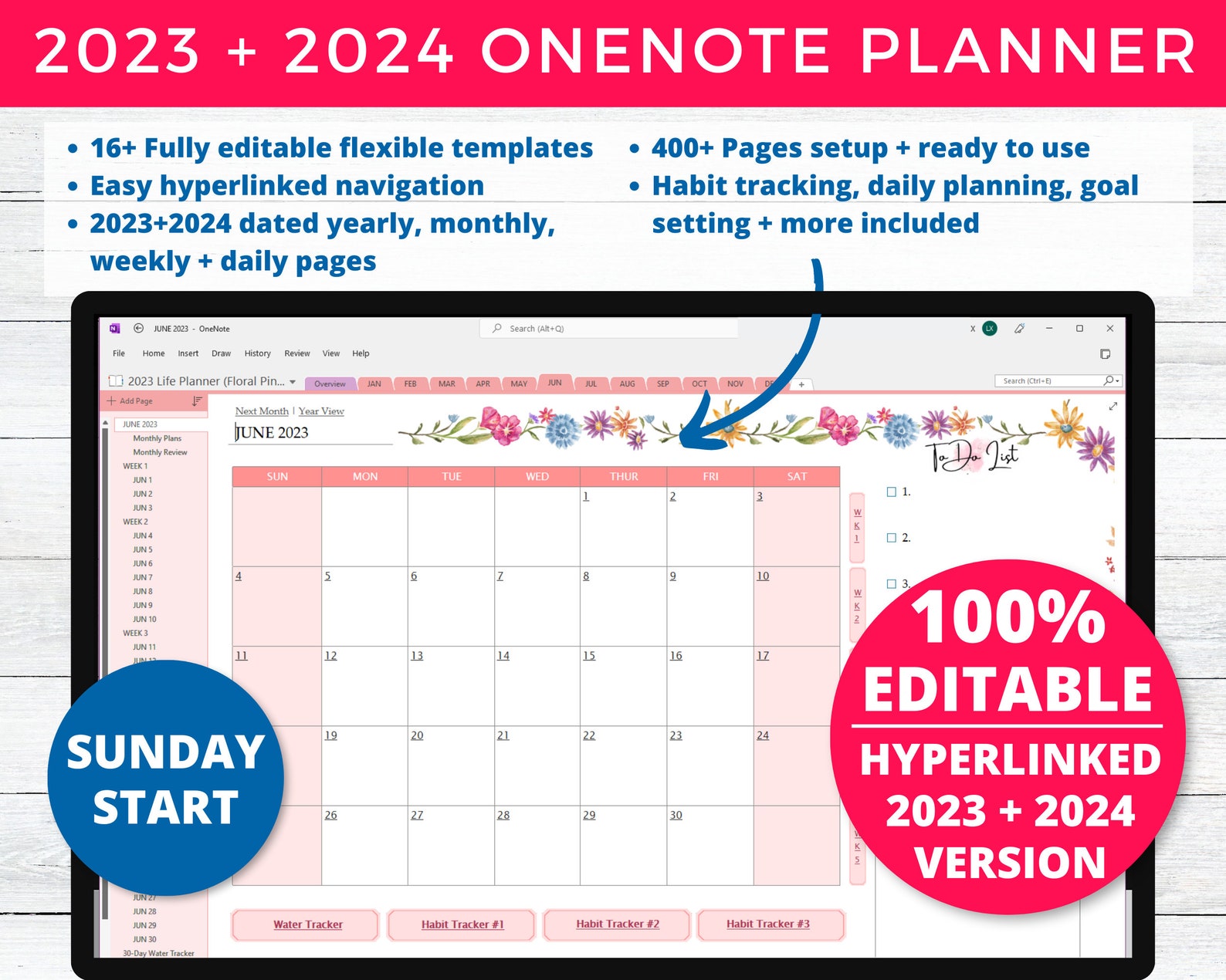 Onenote Planner, Onenote Template, Onenote Planner 2023 2024 for ...