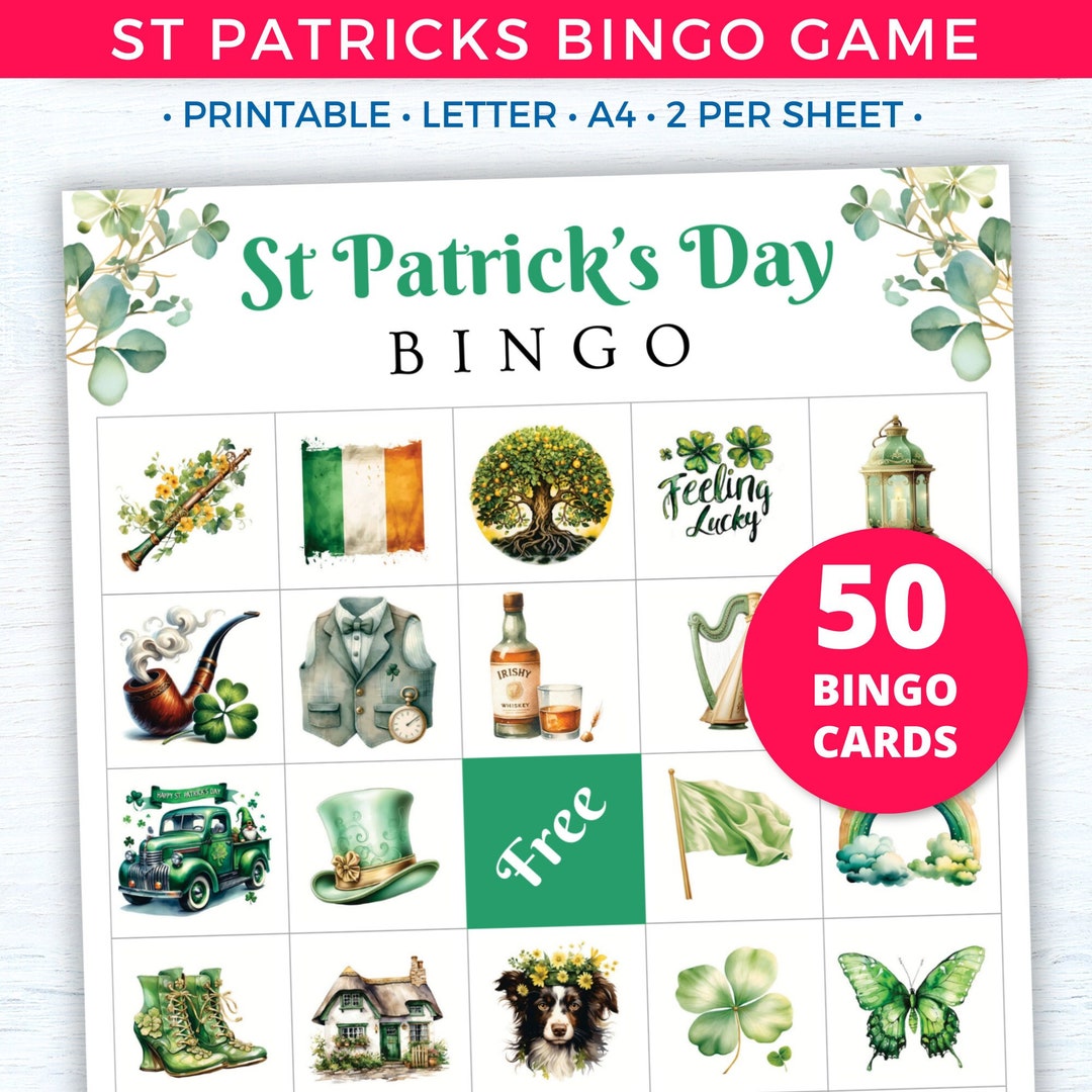 St Patricks Day Bingo Printable Cards, St Patricks Day Games Printable ...