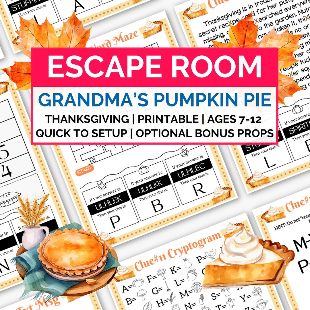 Thanksgiving Escape Room for Kids, Printable Escape Room, Thanksgiving ...