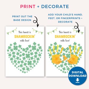 St Patricks Day Handprint Craft, DIY Printable Art for Kids, Toddler ...