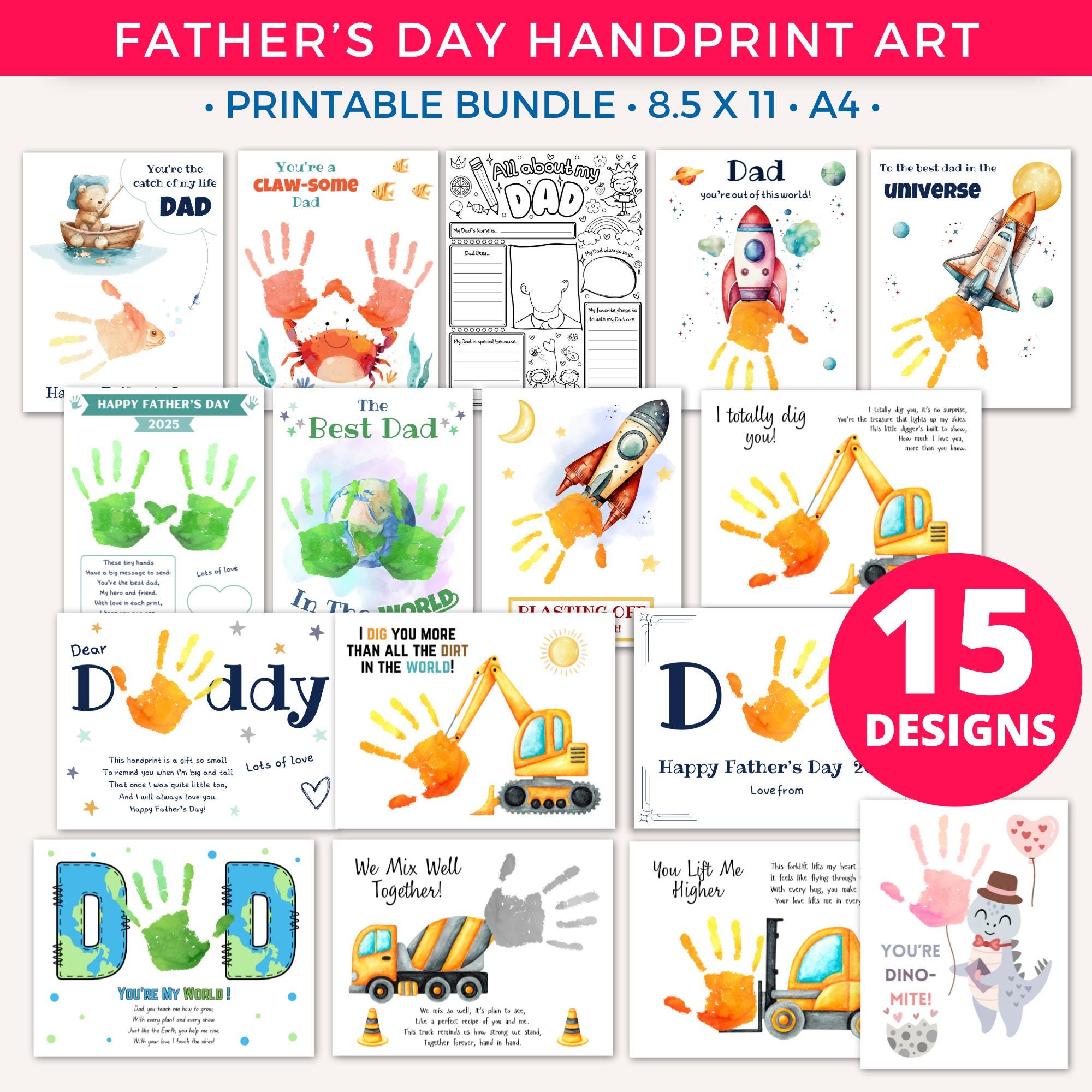 Fathers Day Handprint Printable Craft, Fathers Day Handprint Art, DIY ...