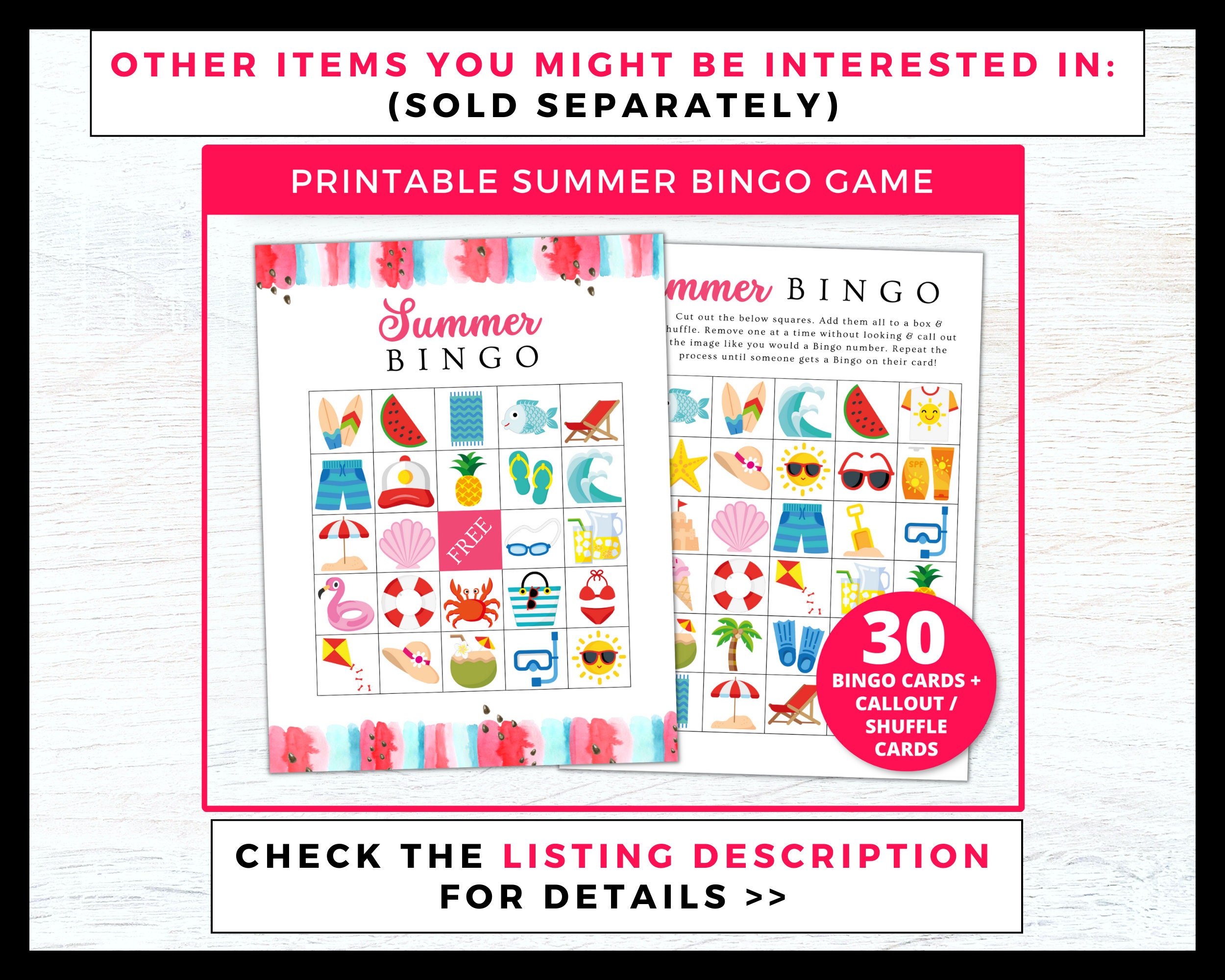 Summer Bingo Cards, Coloring Printable Summer Activities for Kids ...